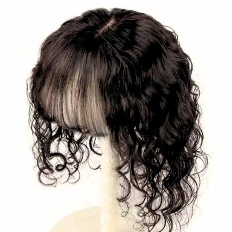 Full Hand tied Base Curly Wavy Human Hair Toppers Clip in Topper for ...