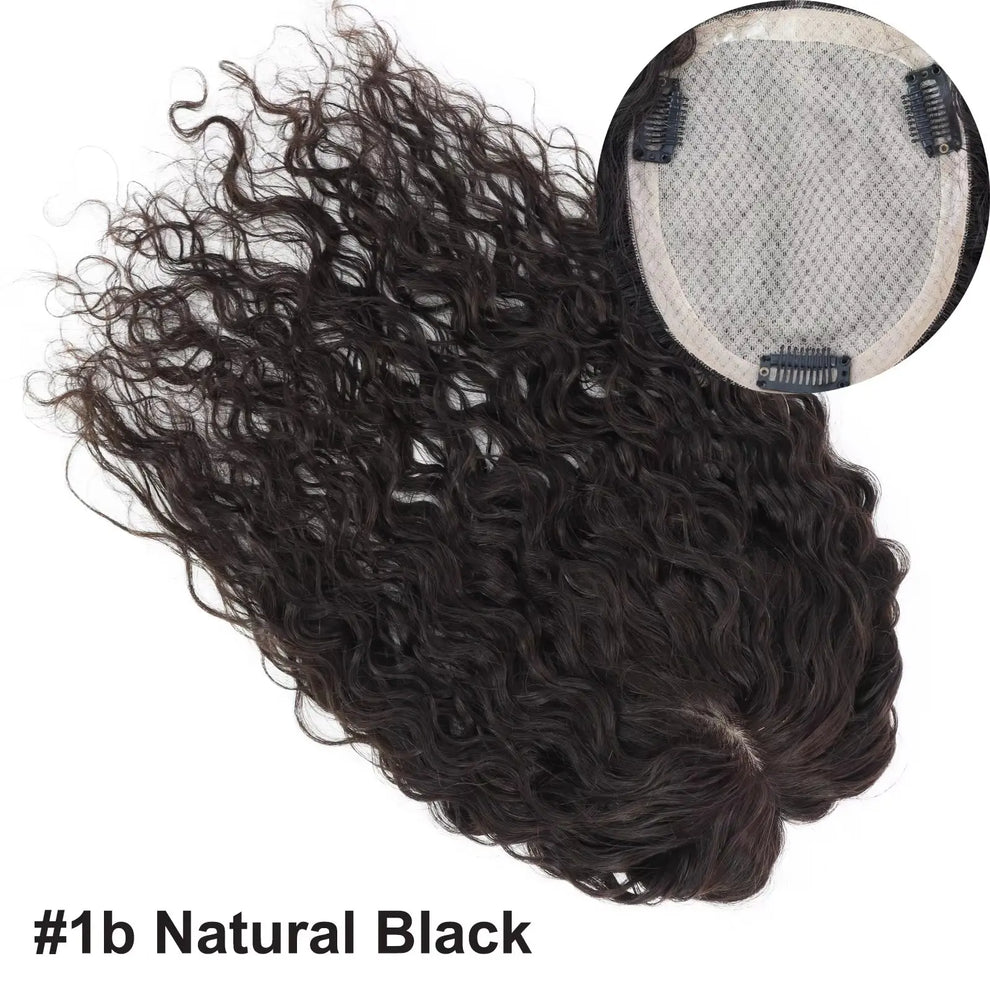 Premium Curly Mono Base Hair Toppers Human Hair for Women - VIVACROWN