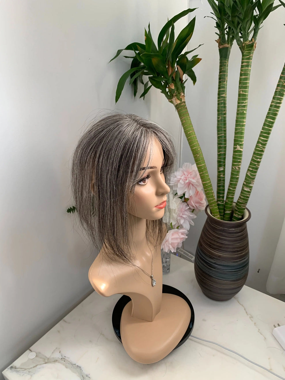 10*12CM 100% Virgin Remy Light Silver Mono Base Human Hair Toppers Wit ...